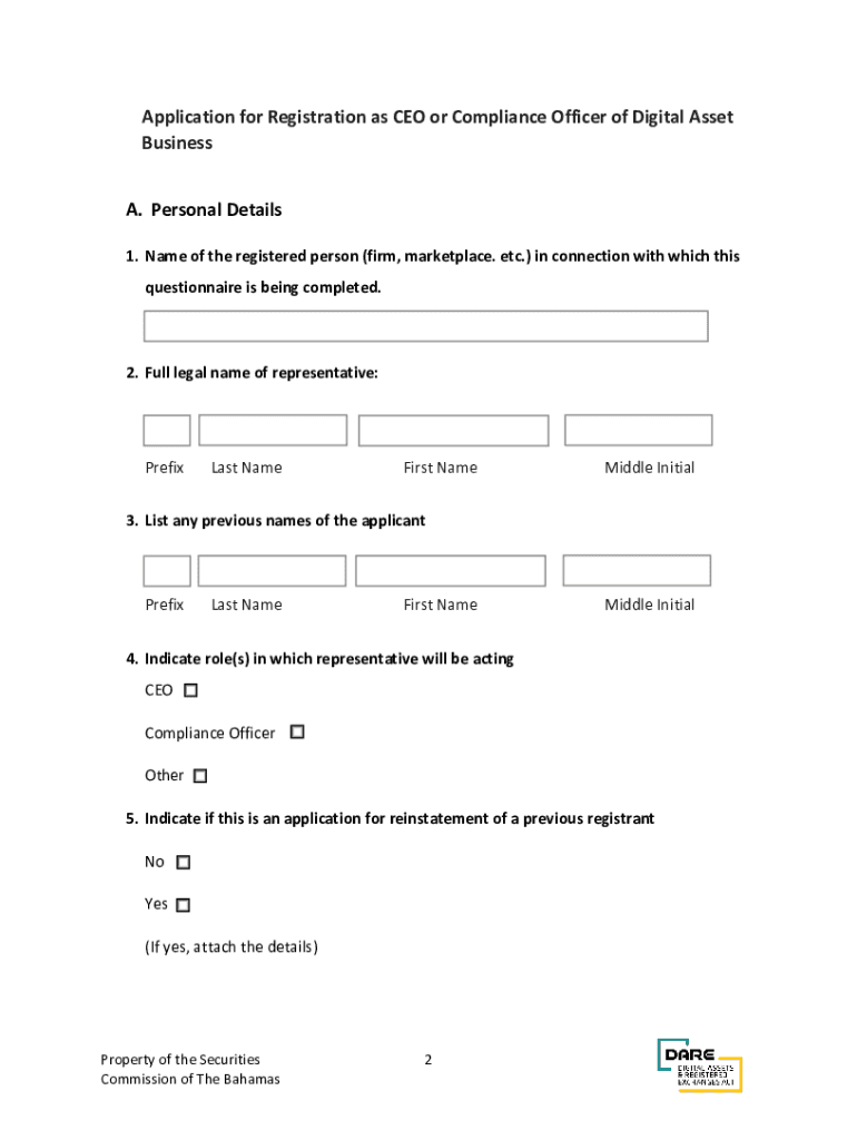 Fillable Online Application for Registration as CEO or Compliance Officer ... Fax Email Print ...