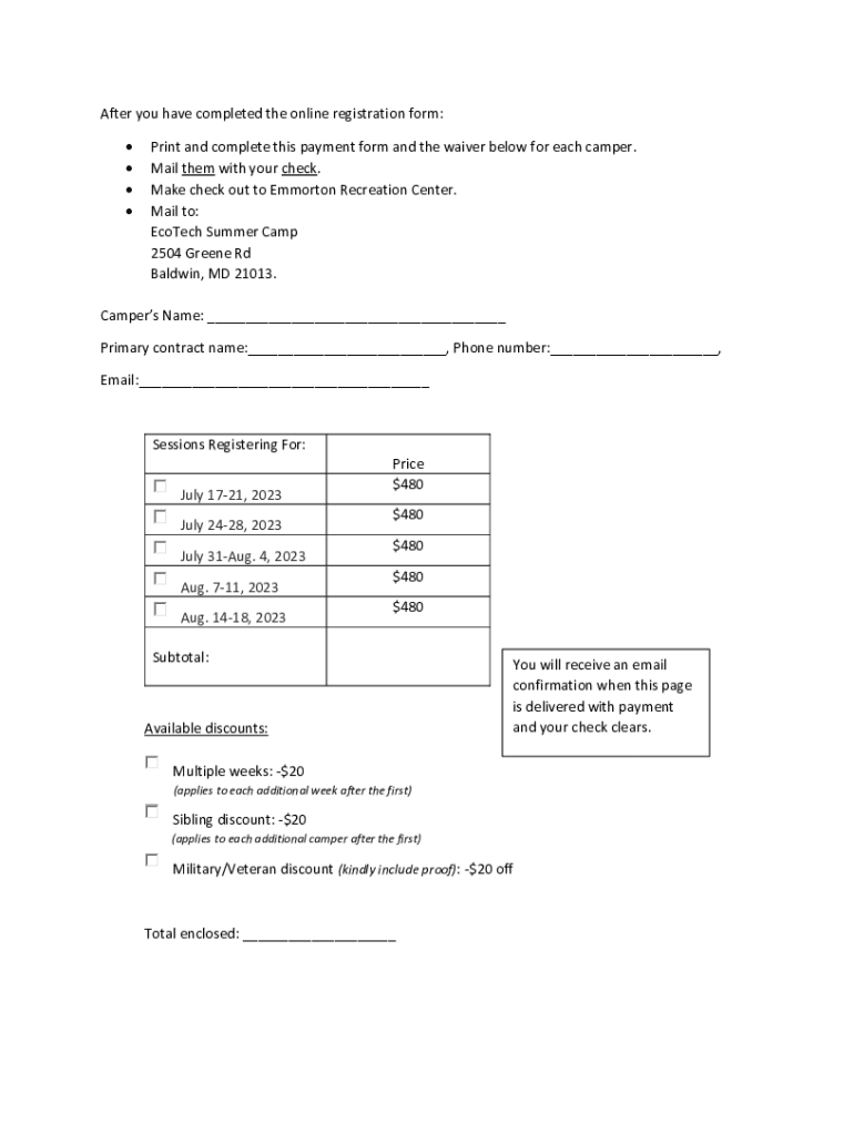 Fillable Online Print and complete this payment form and the waiver below ... Fax Email Print ...