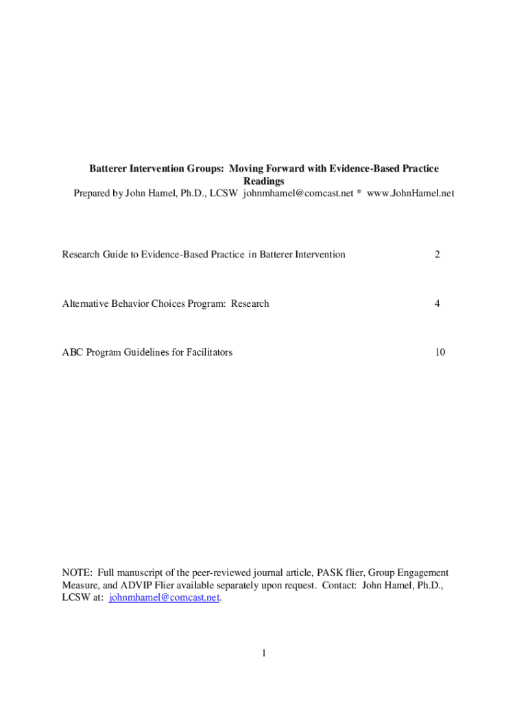 Fillable Online A guide to creating evidence-based batterer ...