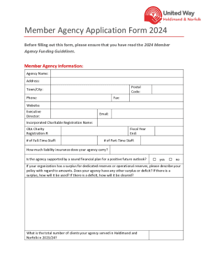 Fillable Online unitedwayhn on Member Agency Application Form 2024 Fax ...