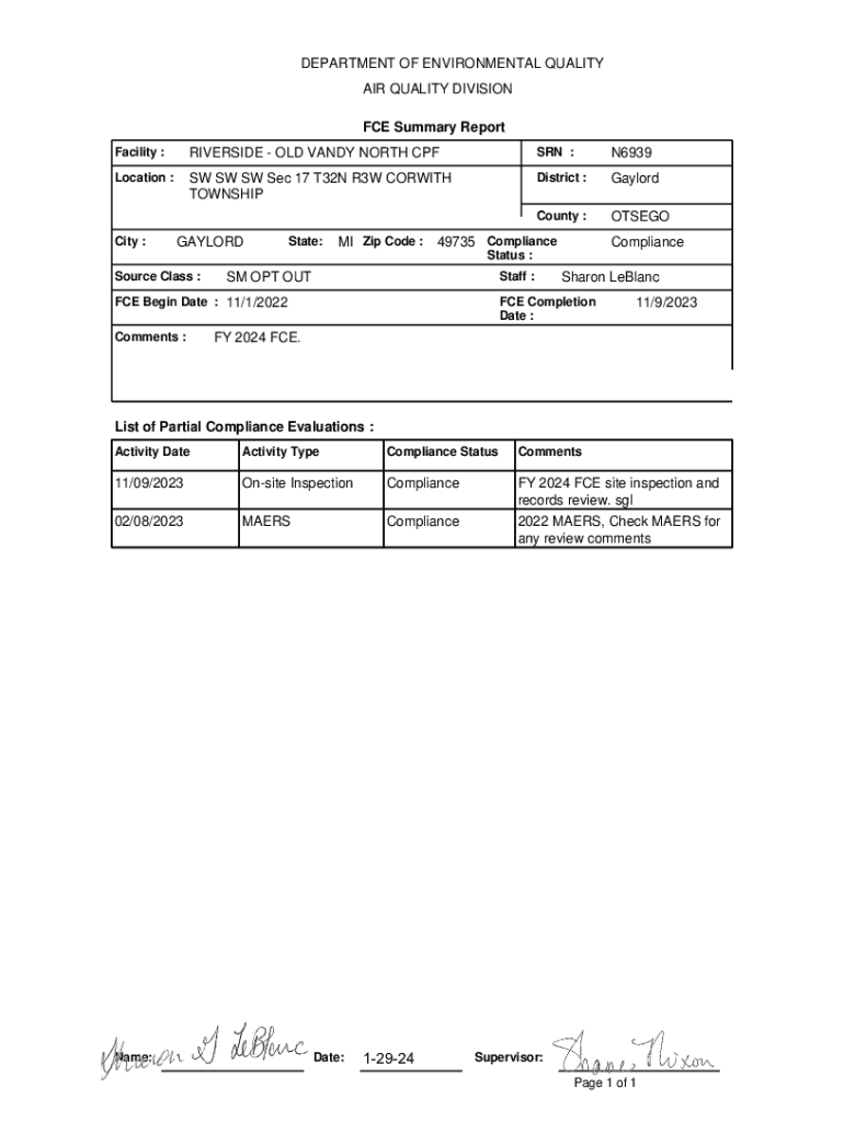 Fillable Online deq aq inspection report Fax Email Print - pdfFiller