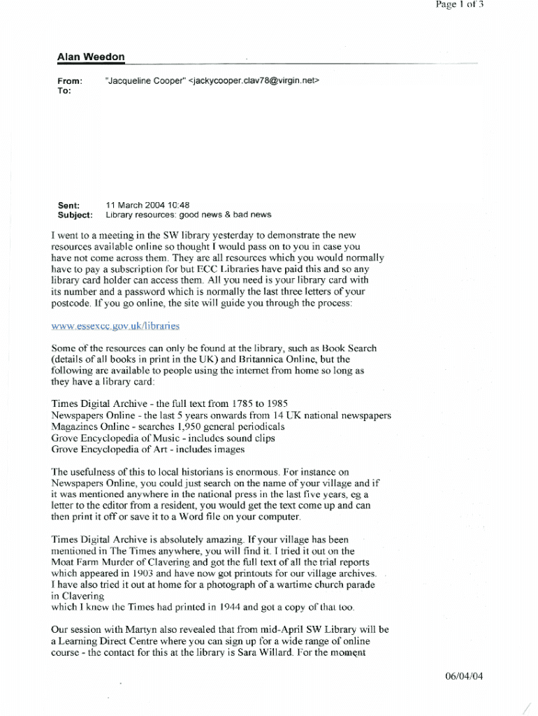 Fillable Online Page 1of 3 Alan Weedon I went to a ... Fax Email Print ...