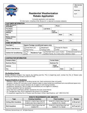 Fillable Online Energy Rebates Application Form Fax Email Print - pdfFiller