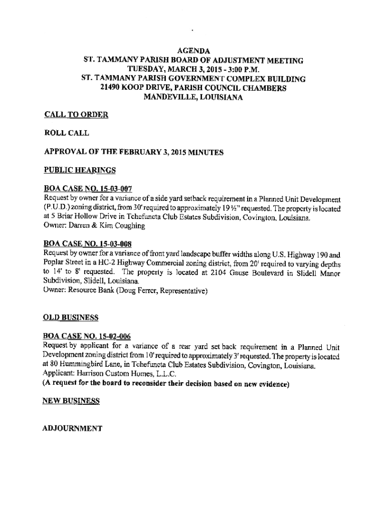 Fillable Online Request by owner for a variance of a side yard setback ...