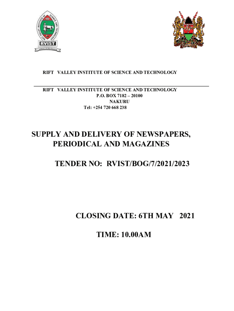 Fillable Online Rift Valley Institute Of Science and Technology (RVIST ...