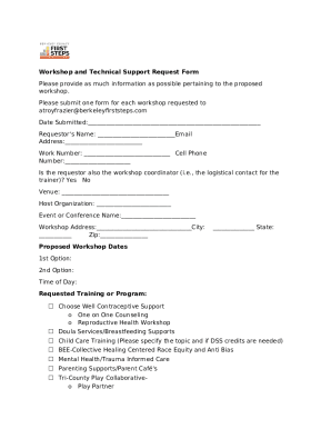 Workshop Request UDiversity Doc Template | pdfFiller