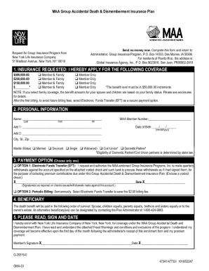 Fillable Online MAA Group Accidental Death & Dismemberment Insurance ...