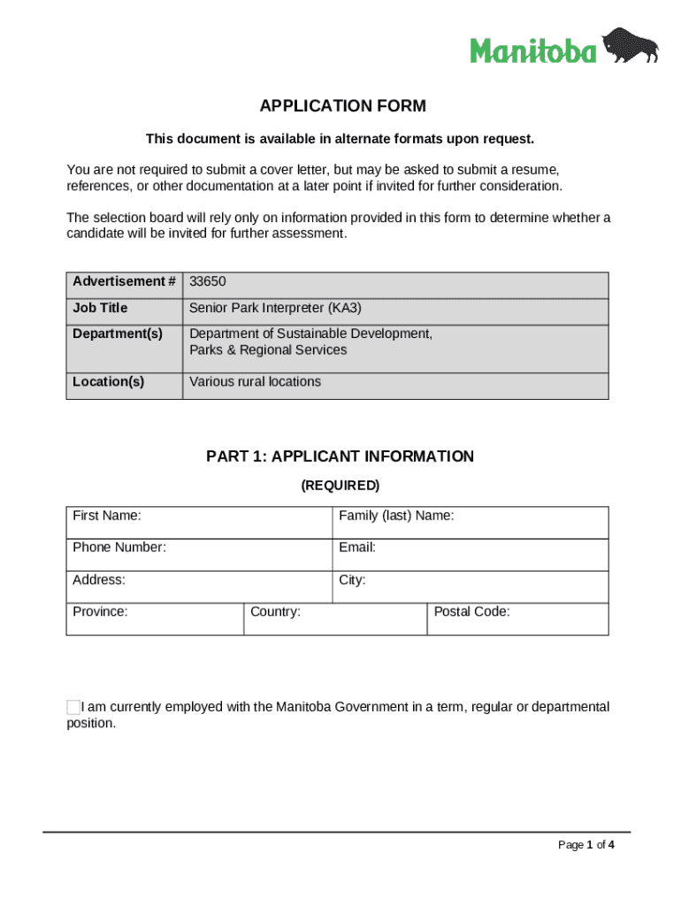 Senior Park Interpreter (KA3) Doc Template | pdfFiller