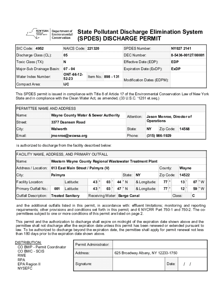Fillable Online SPDES Permit Template - New York State Fax Email Print ...