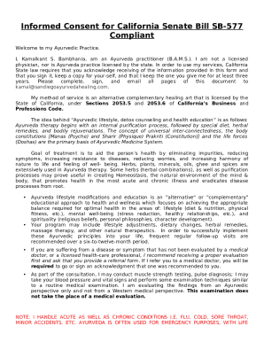 Ined Consent for California Senate Bill SB-577 ... Doc Template | pdfFiller