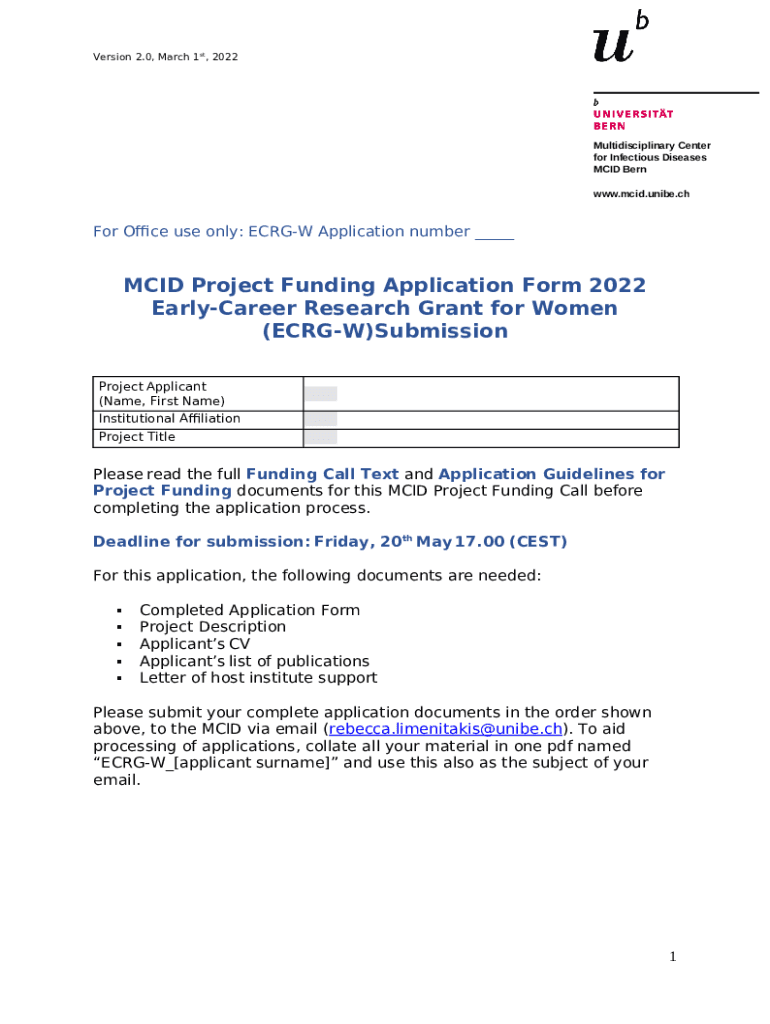Application Guidelines for MCID Project Funding Doc Template | pdfFiller