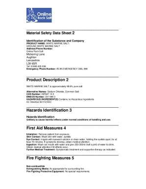 Fillable Online Material Safety Data Sheet White Salt.doc Fax Email ...