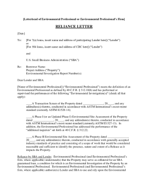 Fillable Online Reliance Letter Example - Fill Online, Printable ...