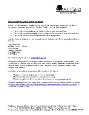 Fillable Online Data Subject Access Request Form. Legal Fax Email Print ...
