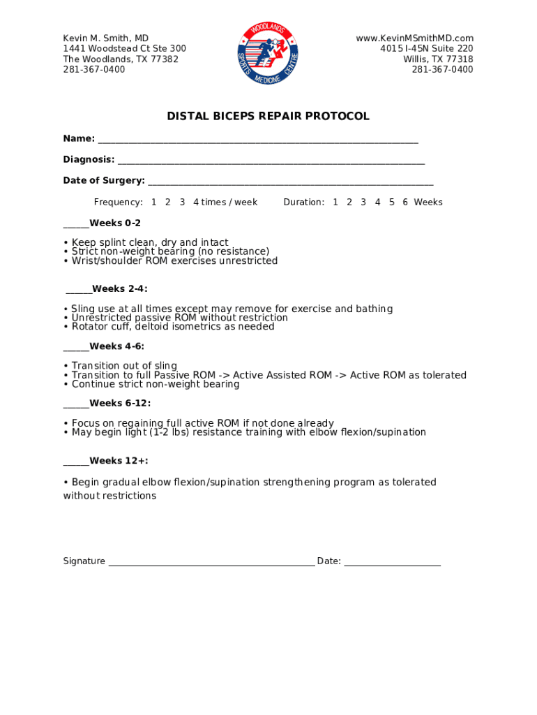 Rehabilitation Protocol for Distal Biceps Tendon Repair Doc Template ...