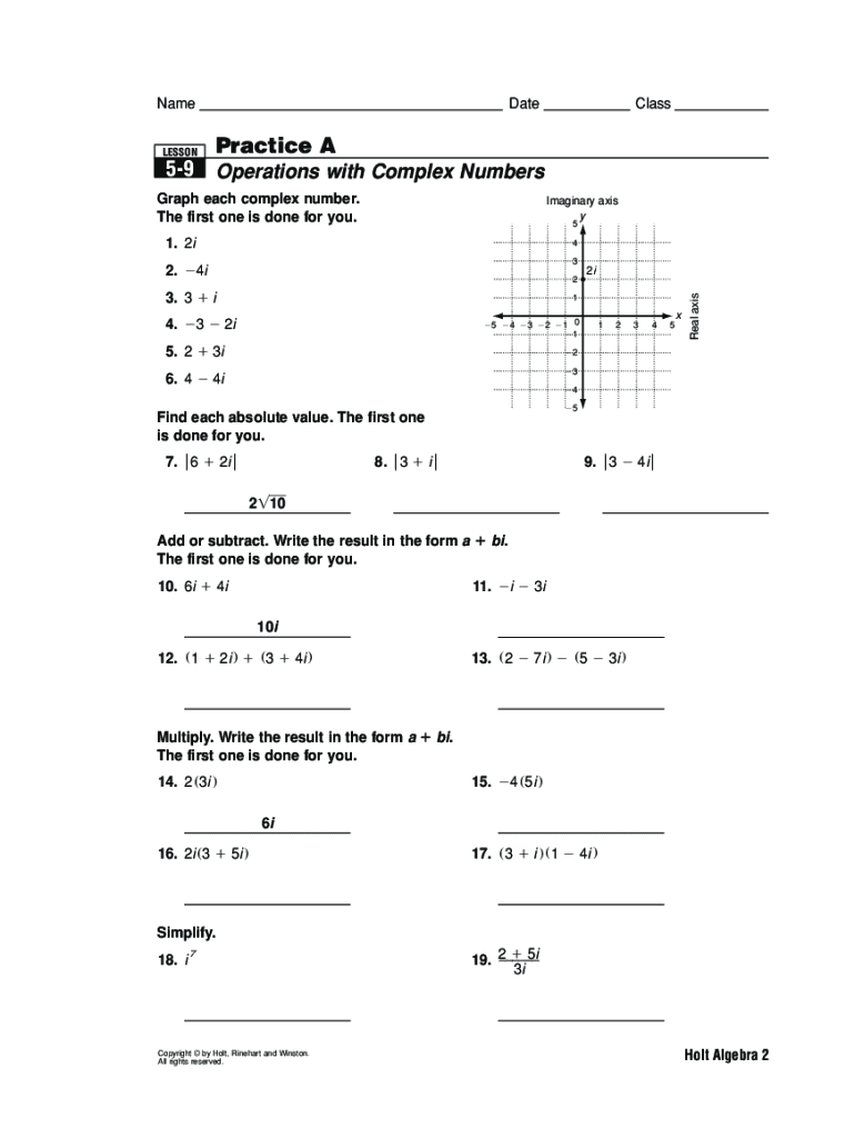 Fillable Online Operations with Complex Numbers, perform the operation by Fax Email Print ...