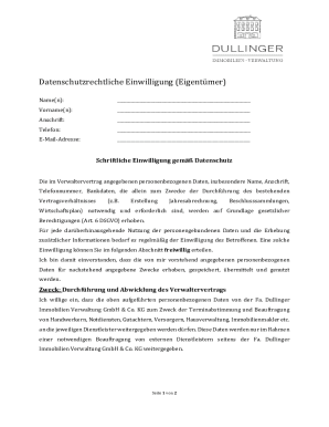 Ausfüllbar Online Schriftliche Einwilligung gem Datenschutz (Eigentmer ...