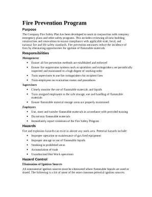 Environmental Health and Safety Fire Safety Program Doc Template ...