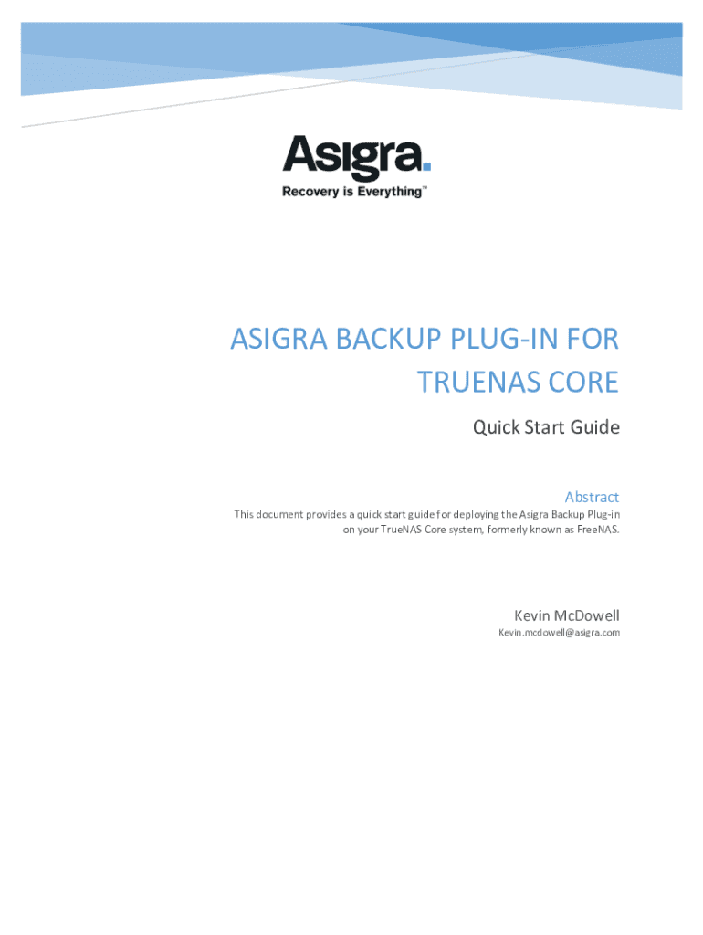 Fillable Online Asigra Plug-In for TrueNAS Core Quick Start Guide to Enabling Asigra DS-System ...
