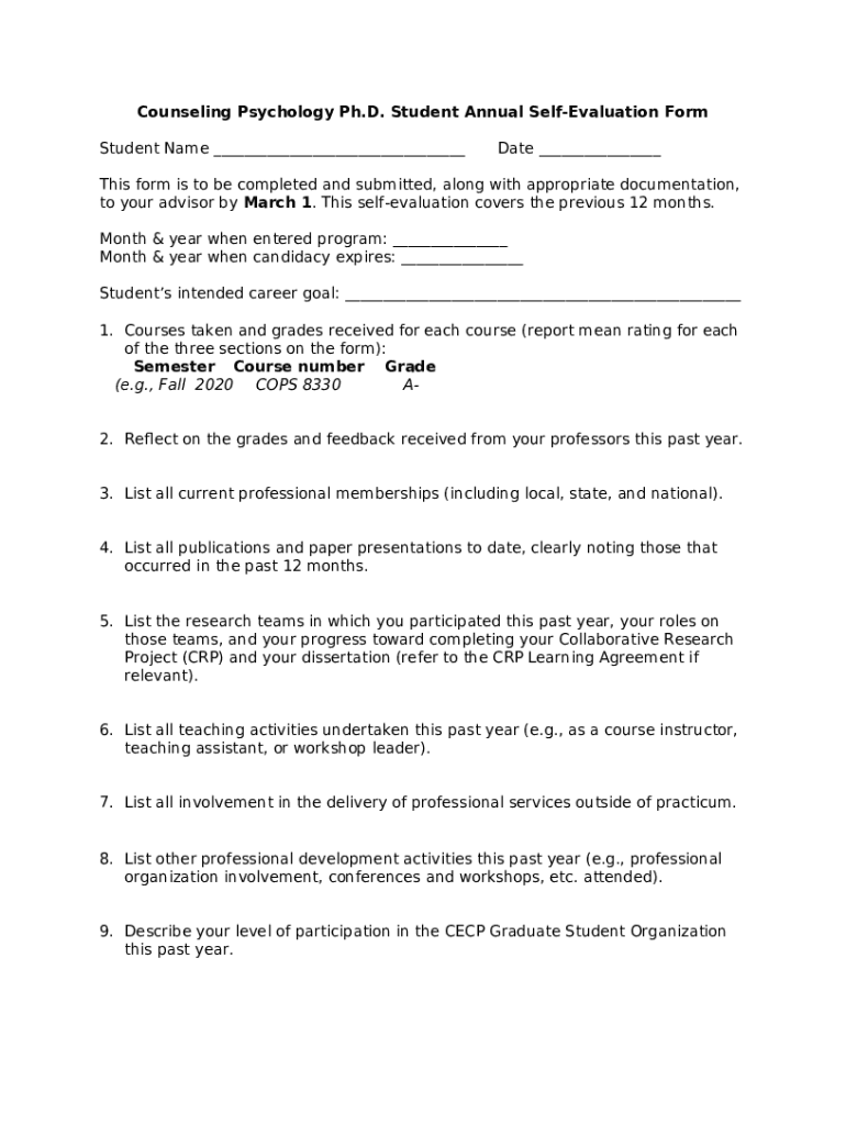 Annual Review Self-Assessment Doc Template | pdfFiller