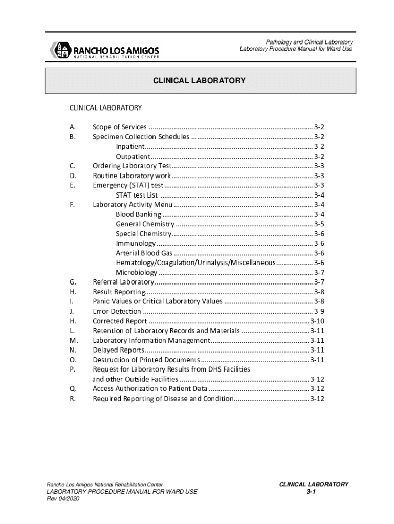Fillable Online clinical laboratory laboratory procedure manual for ...