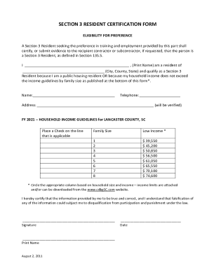 Fillable Online Section 3 Resident Status Eligibility Form Fax Email ...