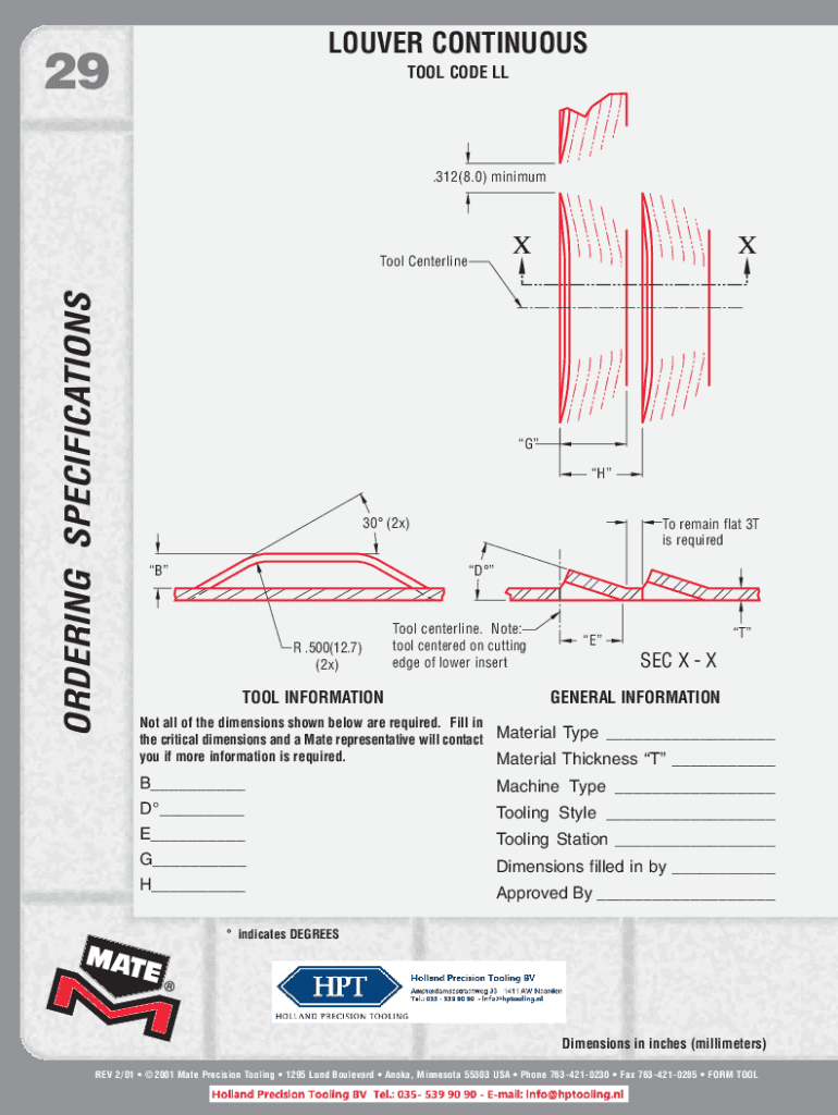 Fillable Online Louver Closed End Straight Back - Holland Precision ...