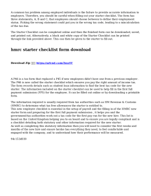 Fillable Online Hmrc Starter Checklist Form Download Fax Email Print ...