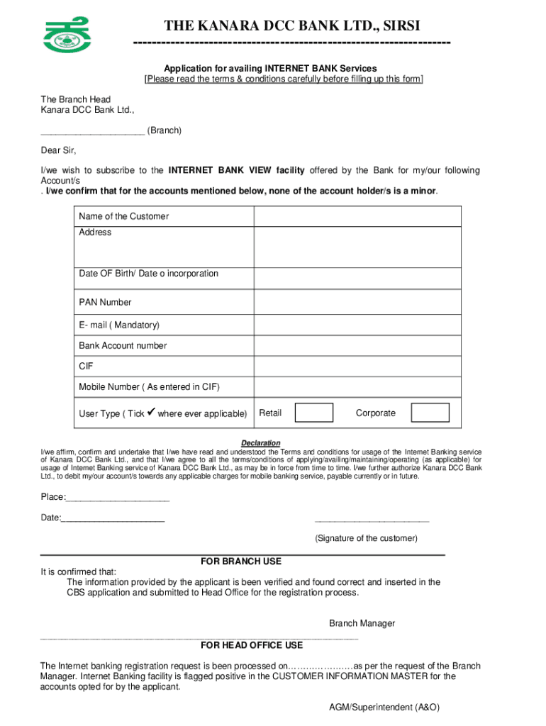 Fillable Online Internet banking application. You need to have a valid ... Fax Email Print ...