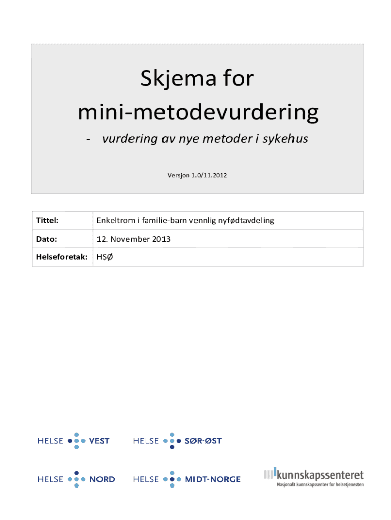 Fillable Online Skjema for mini-HTA. Forslag om innfring av en ny metode. Sjekkliste til bruk ...