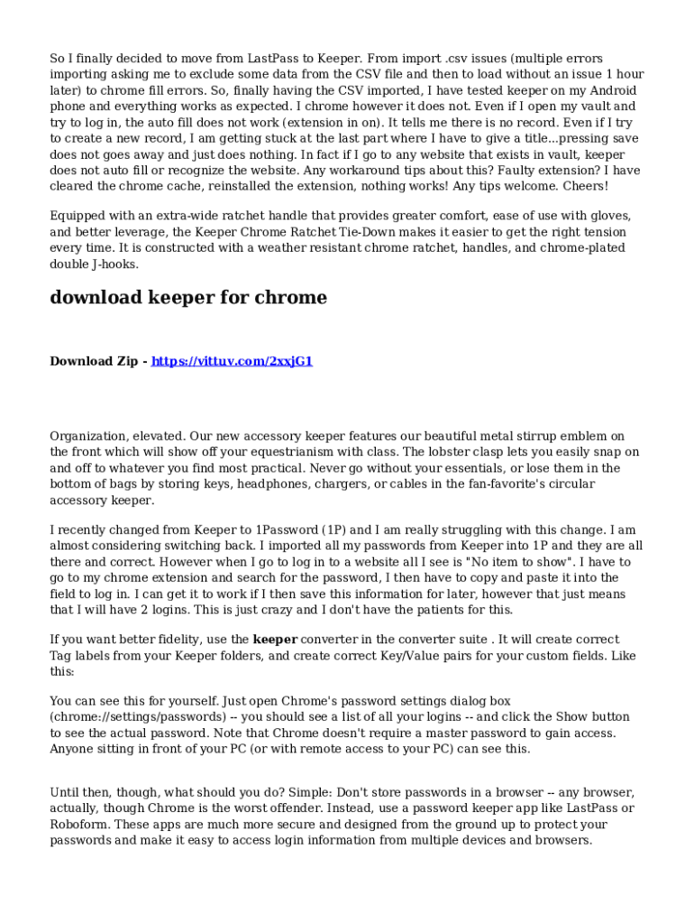 Fillable Online Chrome - vault - fill problems : r/KeeperSecurity Fax Email Print - pdfFiller