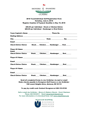 Fillable Online 2018 Team/Individual Golf Registration Form Fax Email ...