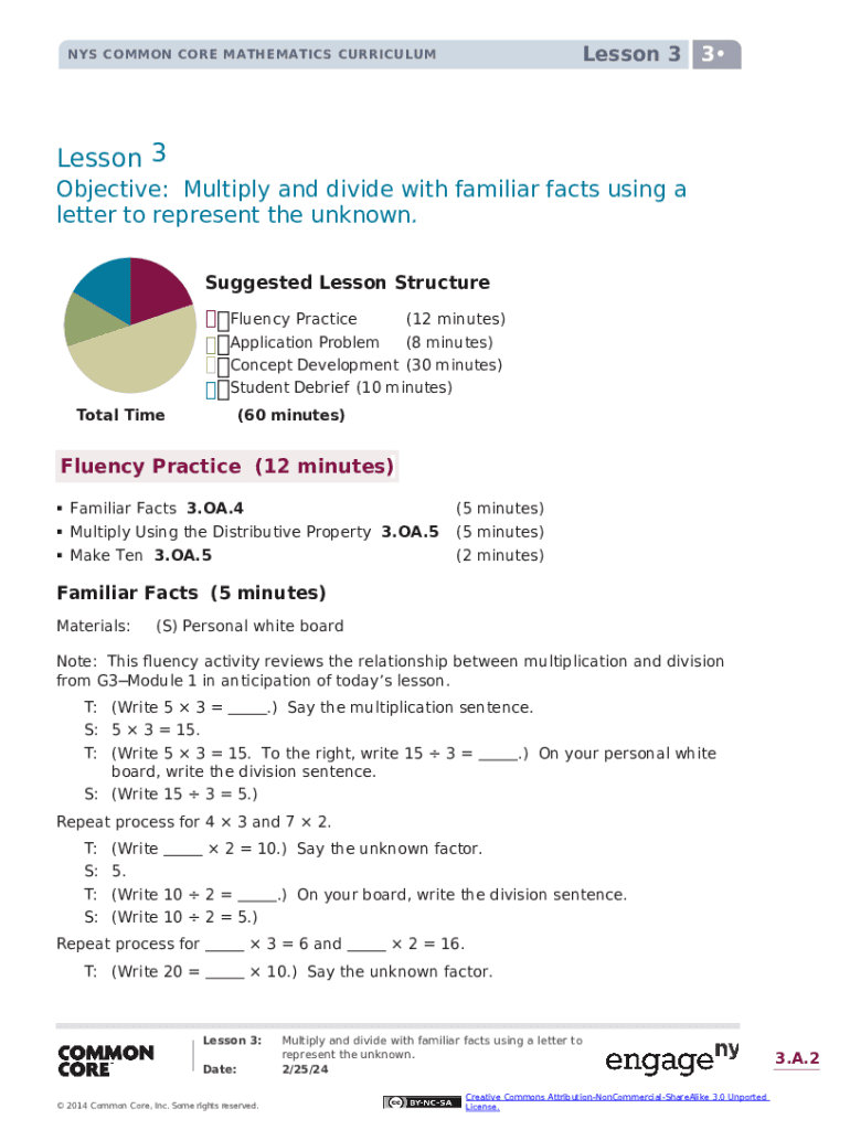 Math Grade 3 Module 3 Lesson 3 Multiply and divide using a ... Doc ...