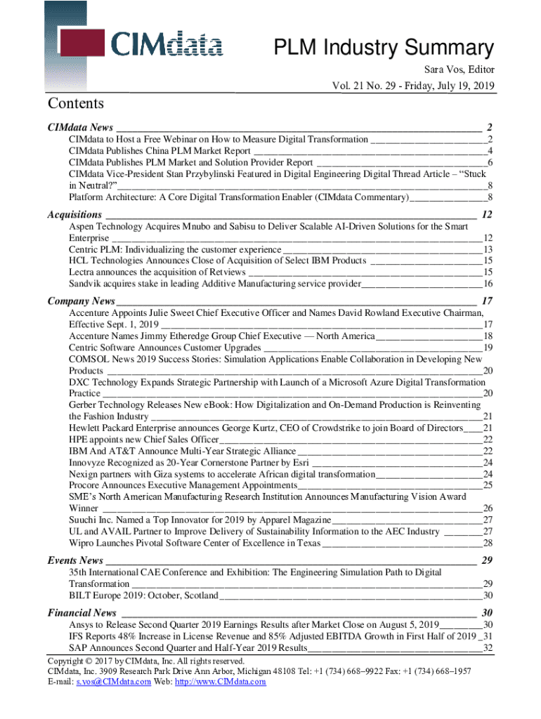 Fillable Online CIMdata to Host a Free Webinar on How to Measure ...