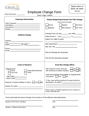 Fillable Online EMPLOYEE CHANGE FORM UPDATED.docx Fax Email Print ...