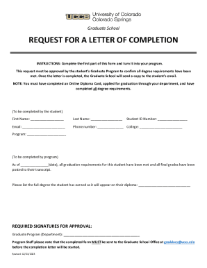 Fillable Online REQUEST FOR A LETTER OF COMPLETION Fax Email Print ...