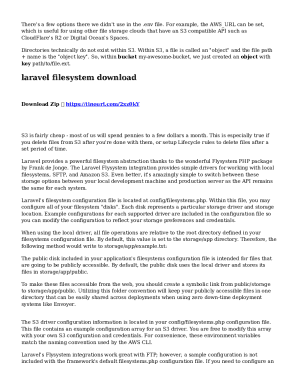 Fillable Online Laravel Storage for Amazon S3 'put' method uses wrong URL Fax Email Print ...