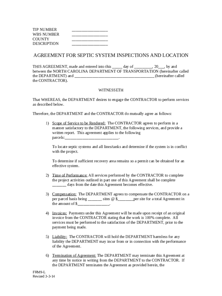 Agreement for Septic System Inspecitions and Location Doc Template ...