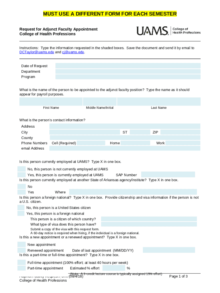 Request for Secondary Appointment - healthprofessions uams Doc Template ...