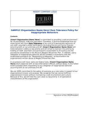 Code of conduct and zero tolerance policy templates Doc Template ...