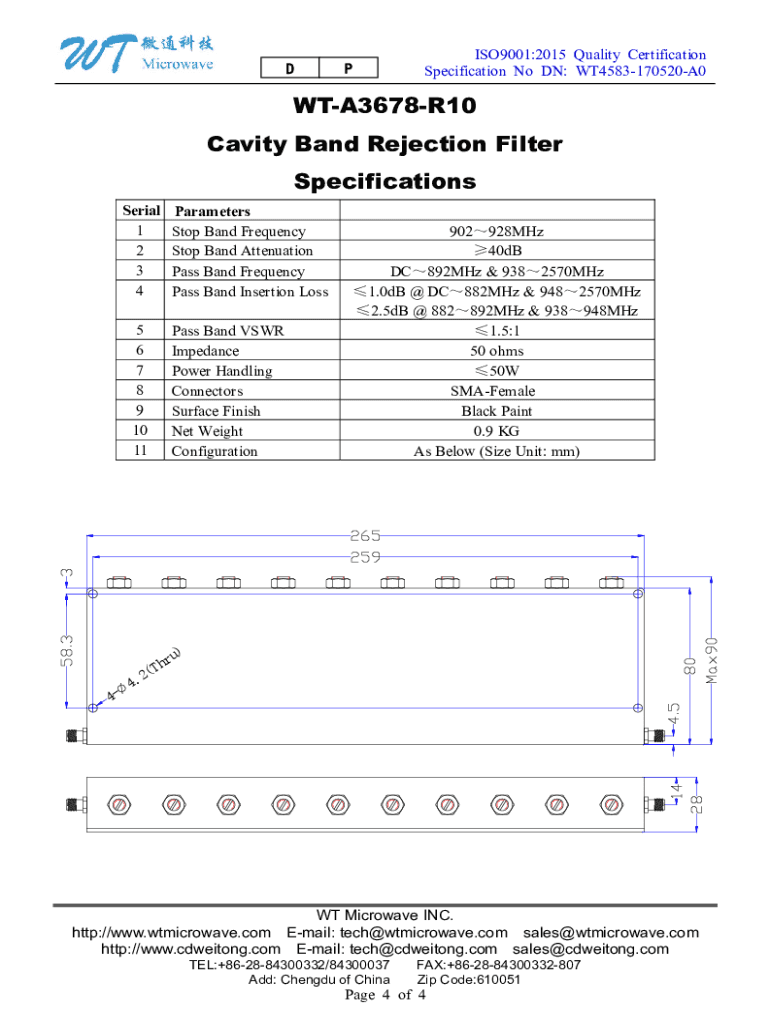 Fillable Online Cavity, Comb Line and Interdigital Band Pass Filters ...