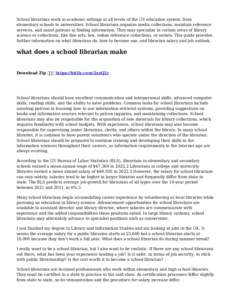 Fillable Online Requirements for School Librarian Employment: A State ...