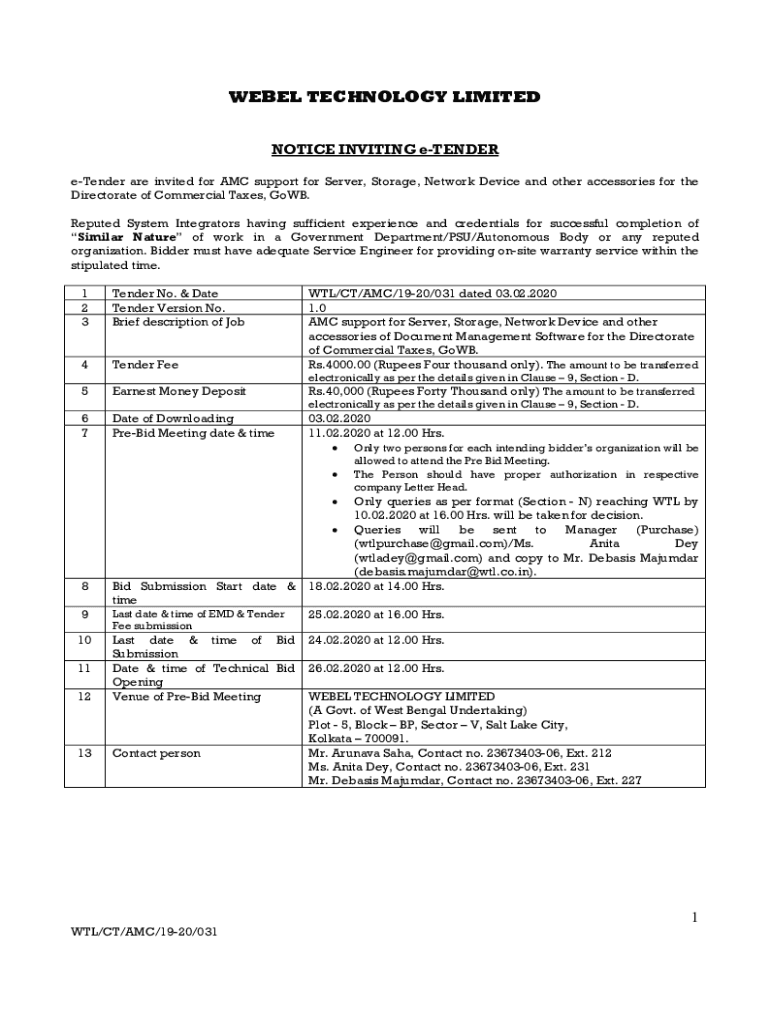 Fillable Online Webel technology limited official website. ... Fax ...