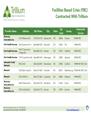 Fillable Online Facilities Based Crisis (FBC) Contracted With Trillium ...