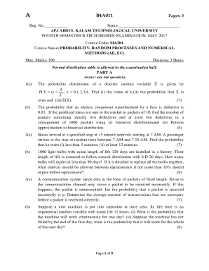 Fillable Online b.tech probability, random processes and numerical ...