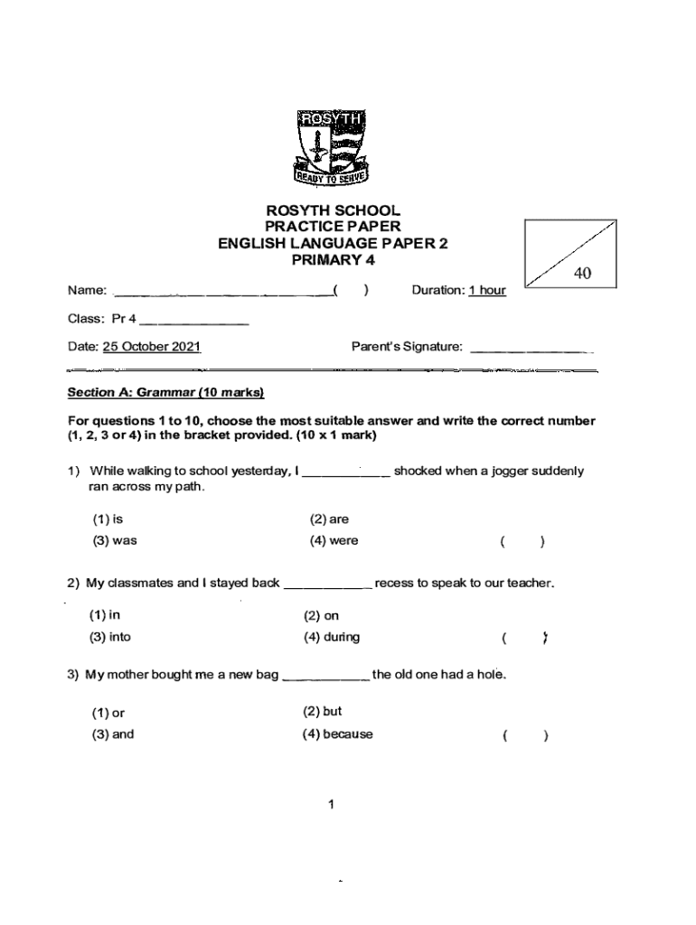 Fillable Online Primary School Test Papers Singapore from School ...