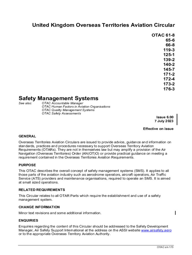 Fillable Online Overseas Territory Aviation Requirements (OTAR) Part ...