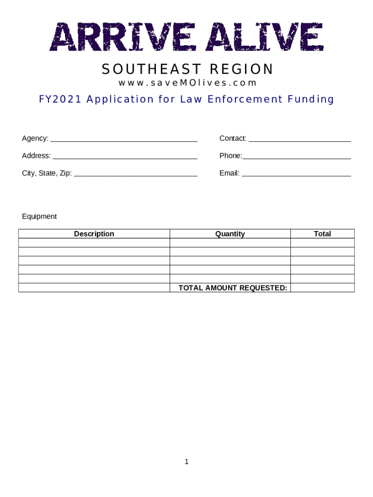 Law Enforcement Request for Application Guide. ... Doc Template | pdfFiller