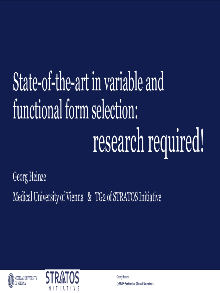 Fillable Online State-of-the-art in variable and functional form selection Fax Email Print ...