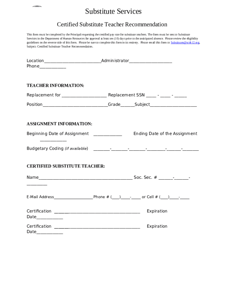 Verification of Substitute Service and Salary - TRS Doc Template ...